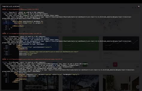 Bug Compiled With Problems ReactQuill GitHubButton ErrorMessage Issue