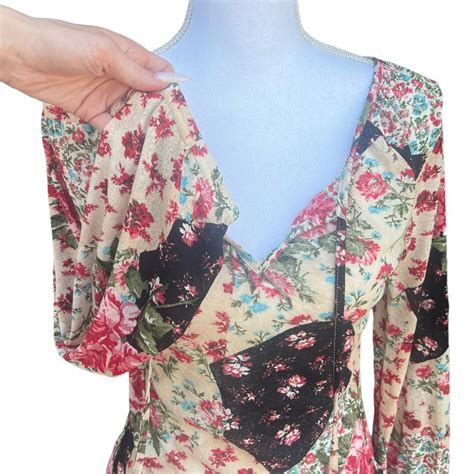 The Cutest Y2k Patchwork Floral Pattern Peasant Depop