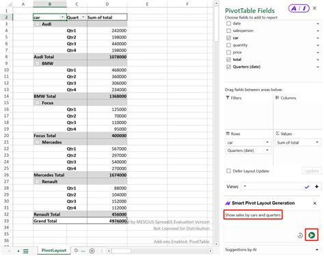 PivotTable Generation And Explanation JavaScript Spreadsheet SpreadJS