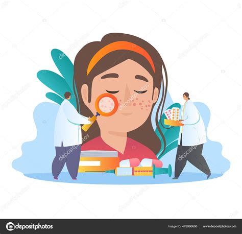 Dermatología médico de la piel examinar paciente vector gráfico