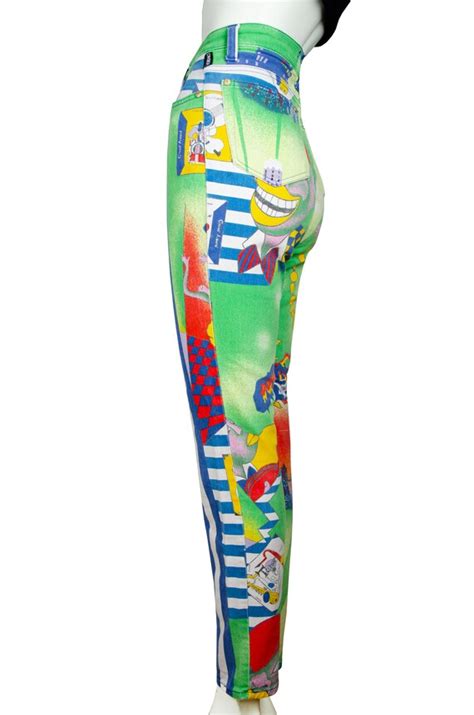 1995 Versace New York Jazz Print High Waisted Jeans Gem