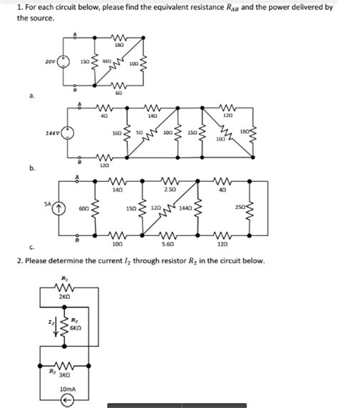 Solved For each circuit below, please find the equivalent | Chegg.com