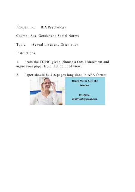 Programmeba Psychologycourse Sex Gender And Social Normsdocx