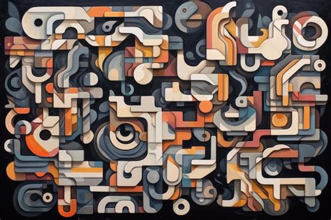 さまざまな形や色の複雑なデザインの絵画 プレミアム写真