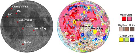 left locations of the chosen crater count areas investigated in this