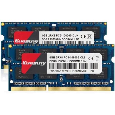 8go Kit 2 X 4go Ddr3 1333mhz Sodimm Ram Pc3 10600 1 5 V Cl9 204 Pin 2rx8 Dual Rank Non Ecc