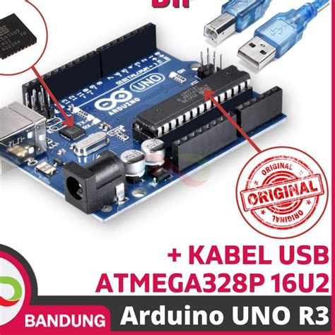 Jual Uno R3 Dip Atmega328p Atmega 16u2 Compatible Board Plus Kabel ♖ Shopee Indonesia