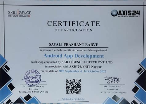 Completed Android App Development Workshop By Skilligence Edtech Sayali Barve Posted On The