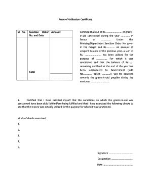Form Of Utilization Certificate Ddugkygovin Ddugky Gov Fill And Sign Printable Template Online