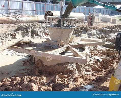 Bore Pile Concreting Work At The Construction Site Editorial Photo Image Of Industry Duty