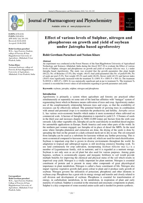 (PDF) Effect of various levels of Sulphur, nitrogen and phosphorous on ...