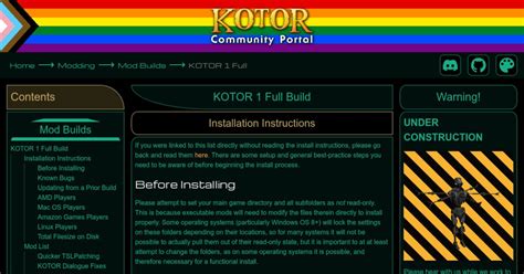 mod builds kotor 1 full