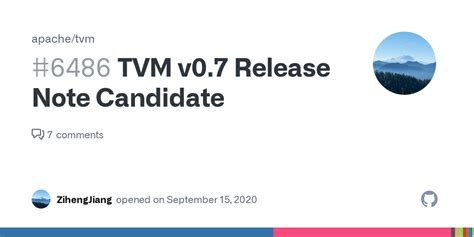TVM V Release Note Candidate Issue Apache Tvm GitHub