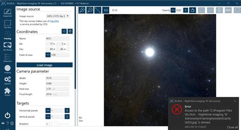 NINA File Error Access To Path Denied Astronomy Software Computers