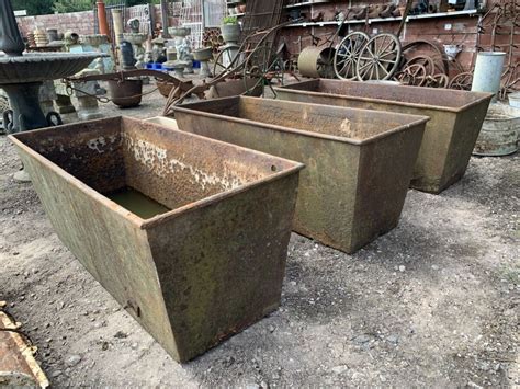 Huge Metal Rectangle Planters Authentic Reclamation