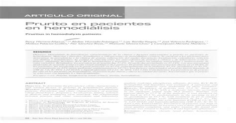 Prurito En Pacientes En Hemodiálisis Pearticulosrspmi Prurito En Pacientes En Hemodiálisis Pearticulosrspmi