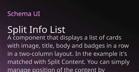 Split Info List Schema Ui