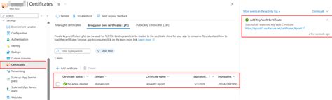 Unable To Import Pfx Certificate From Azure Key Vault Into Azure App