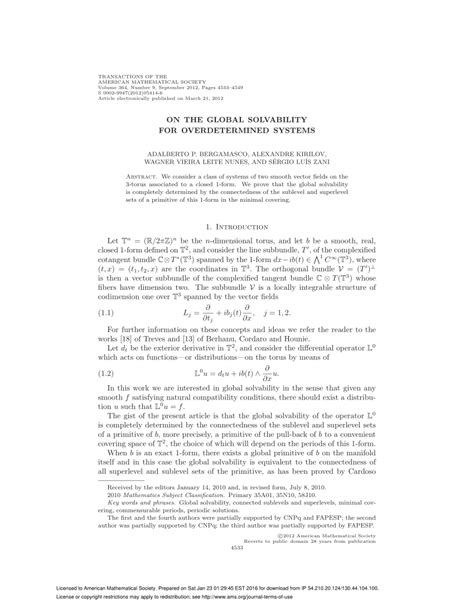 Pdf On The Global Solvability For Overdetermined Systems