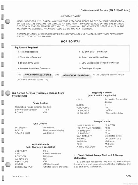 Tektronix 465 Calibration