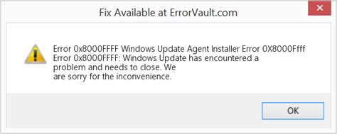 how to fix error 0x8000ffff windows update agent installer error
