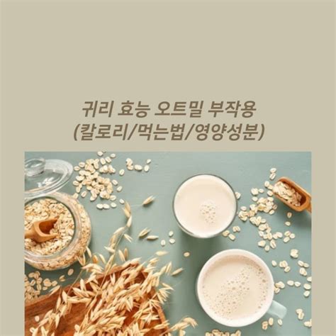 귀리 효능 오트밀 부작용 칼로리 먹는법 영양성분 네이버 블로그