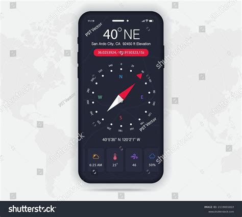 Compass App Ui Ux Gui Concept Stock Vector Royalty Free 2119001822
