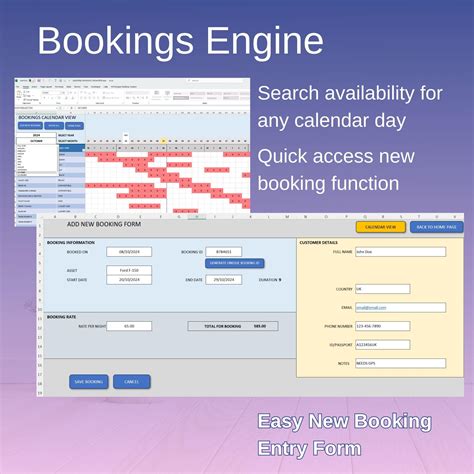 Universal Booking Calendar Organizer Excel Tool Daily Basis Reservations Engine For Any