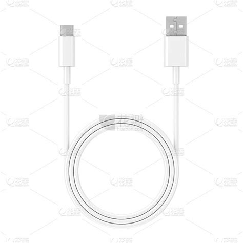 白色usb Type C充电器线智能手机。3d渲染