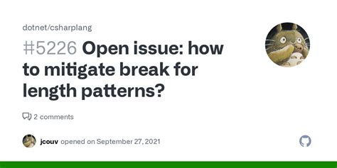 Open Issue How To Mitigate Break For Length Patterns · Issue 5226