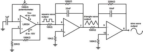 diy function generator circuit with lm324 op amp