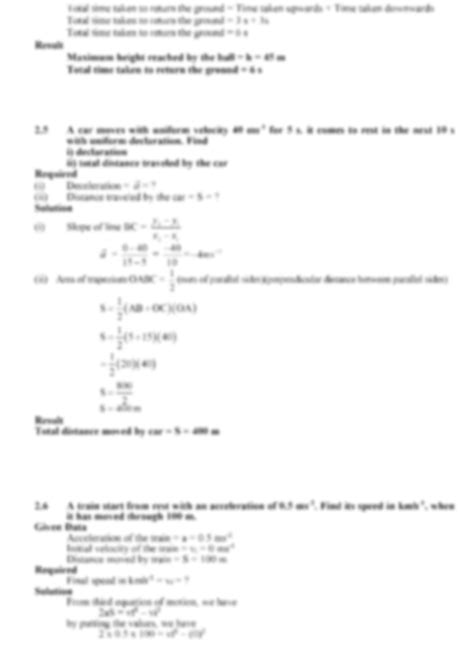 Solution 9th Class Physics 2nd Chapter Kinematics Solved Numericals