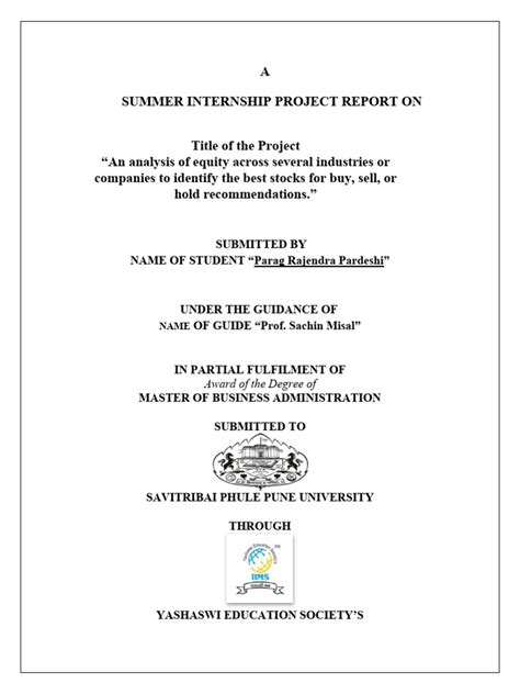 Format Of Sip Report Pdf