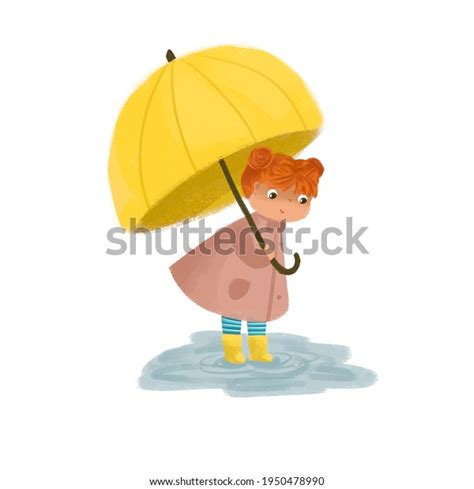 Girl Walking Rain Stock Illustration 1950478990 Shutterstock