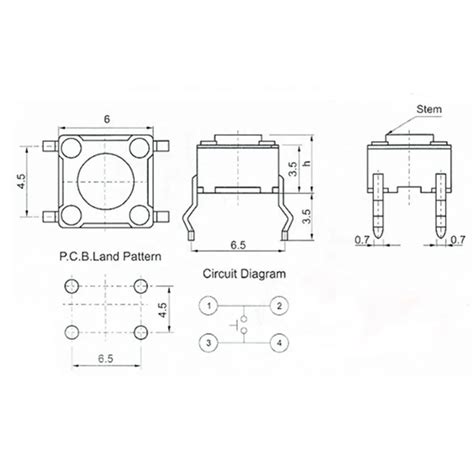Tactile Push Button Switch Tact Switch 6x6x5mm 4p Dip For Arduino Normally Open Buy Tactile