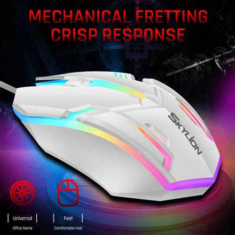 Wired 3 Keys Mouse Colorful Lighting Gaming And Office Compatible With