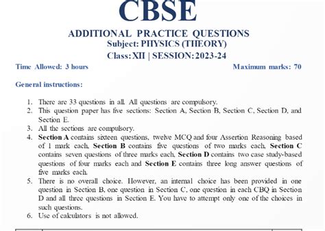 Cbse Additional Practice Questions Class 12 Pdf Download 2026 2022