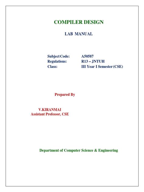 Cd Lab Manual Iiicse Pdf Parsing Engineering