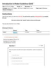 Introduction To Robot Guidelines QUIZ FA19 ENGR 10 Sections 01 And 02 Intro To Engr Pdf