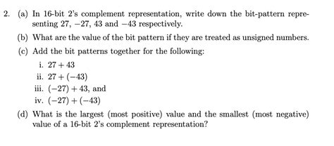 solved 7 2 a in 16 bit 2 s complement representation