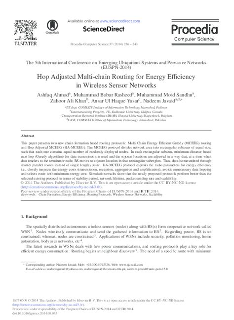 Pdf Hop Adjusted Multi Chain Routing For Energy Efficiency In