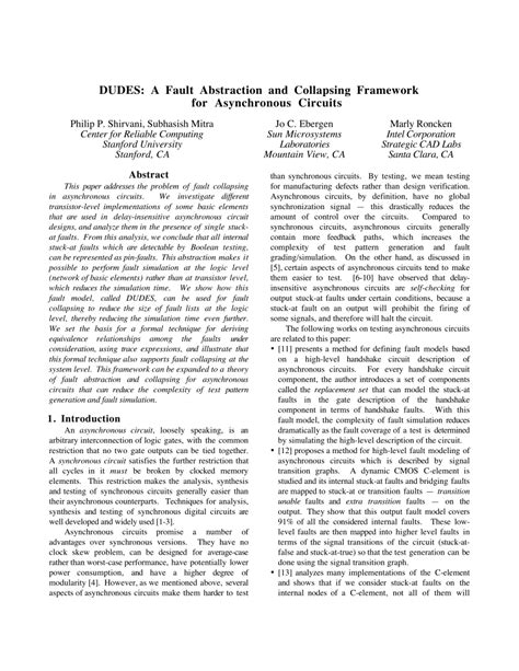 Pdf Dudes A Fault Abstraction And Collapsing Framework For Asynchronous Circuits