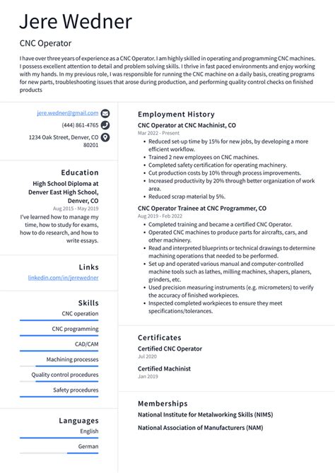 Machine Operator Resume Example And Writing Guide ResumeLawyer