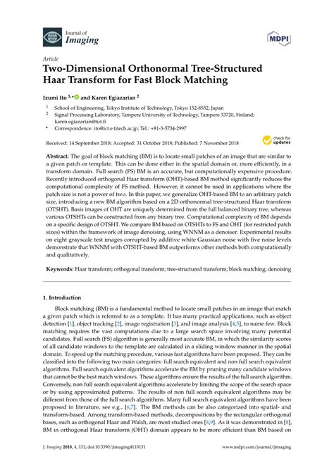 pdf two dimensional orthonormal tree structured haar transform for