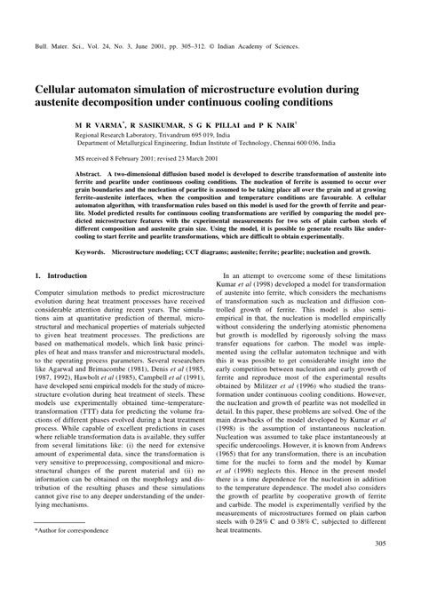 Pdf Cellular Automaton Simulation Of Microstructure Evolution During Austenite Decomposition