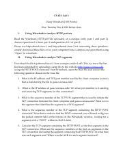 Lab Pdf CS Lab Using Wireshark Points Due Tuesday Dec Before Class I