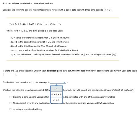 8 fixed effects model with three time periods