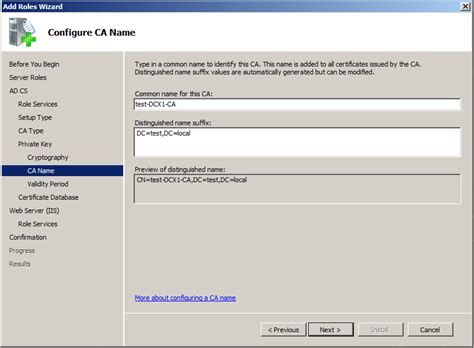 Installing Active Directory Certificate Services