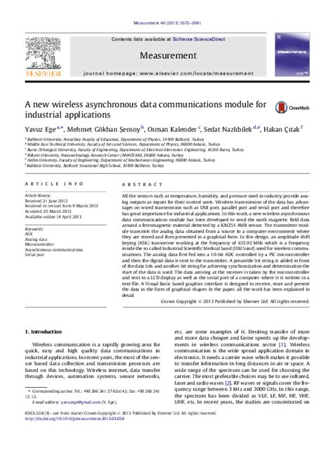 Pdf A New Wireless Asynchronous Data Communications Module For