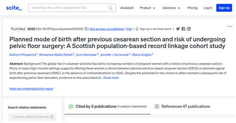 Planned Mode Of Birth After Previous Cesarean Section And Risk Of Undergoing Pelvic Floor